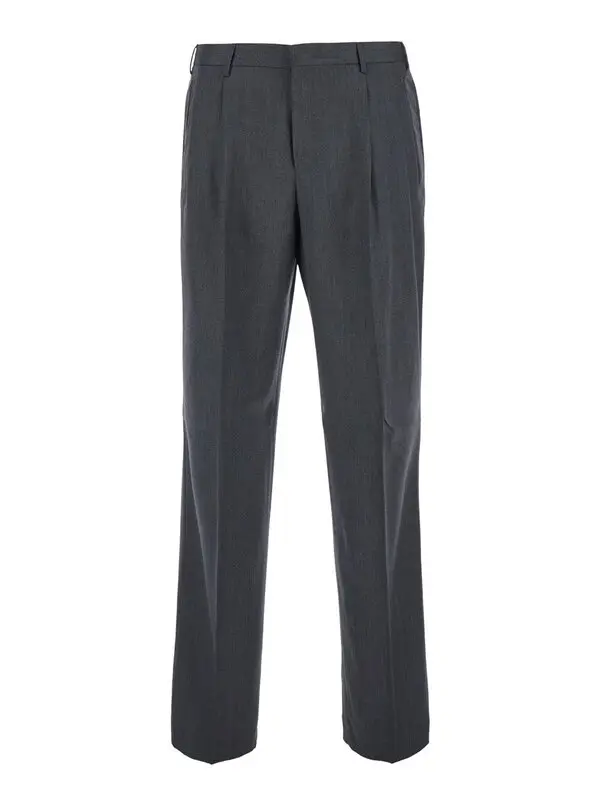 PT TORINO Wool Blend Dress Pants With Belt Loops, Front Pleats & Straight Hem