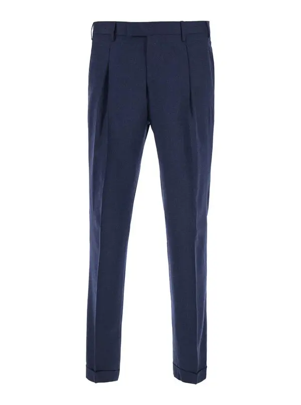 PT TORINO Single-pleat Blend Wool Pants With Straight Hem