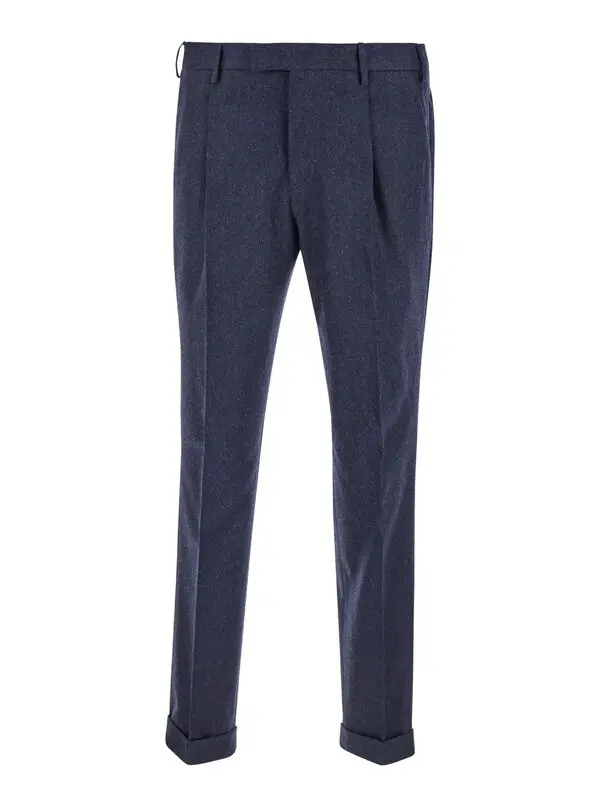 PT TORINO Slim-fit Dark Navy Dress Pants With Hidden Front Closure And Belt Loops
