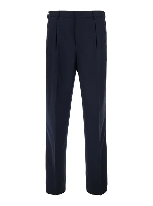 PT TORINO Wool Blend Trousers With Belt Loops And Front Pleats