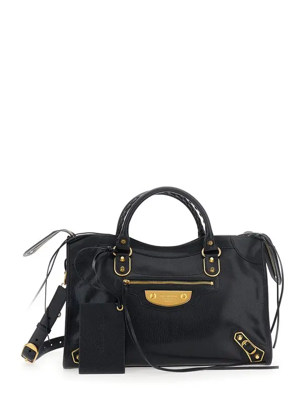 Balenciaga Uptown Le City Handbag Medium In Supple Goat - Black