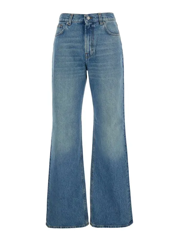 HAIKURE Korea Wide-leg Denim Jeans With Logo Patch