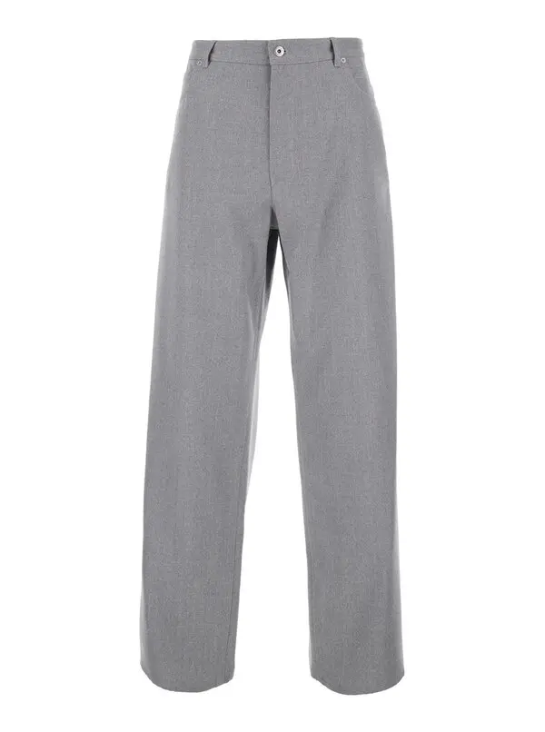 Bottega Veneta Wool Straight-leg Trousers With Front Closure And Patch Pockets