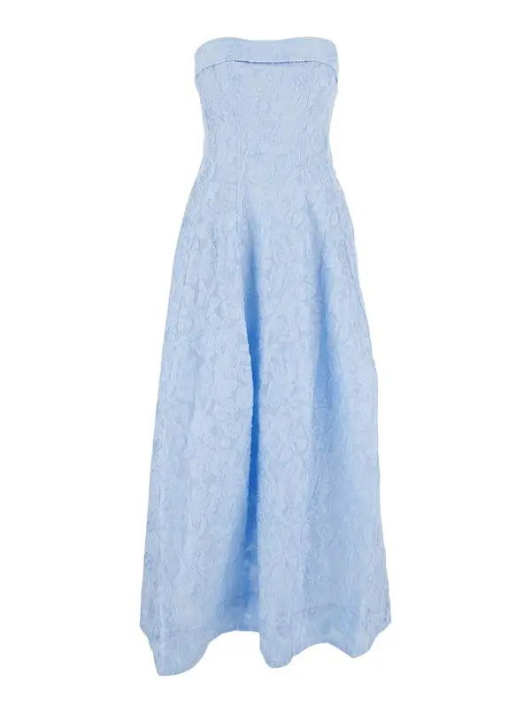 Simkhai Embroidered Cotton-blend Sleeveless Dress With Removable Straps - Light Blue