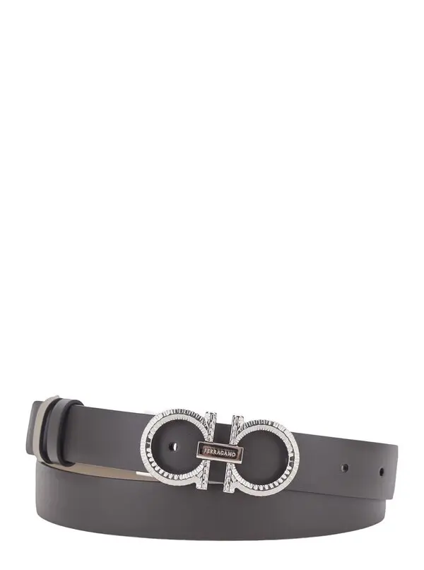 FERRAGAMO Gancini Hook Bright Calf Leather Belt For