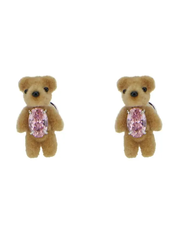 YVMIN Mini Flocked Bear Plush Earrings For