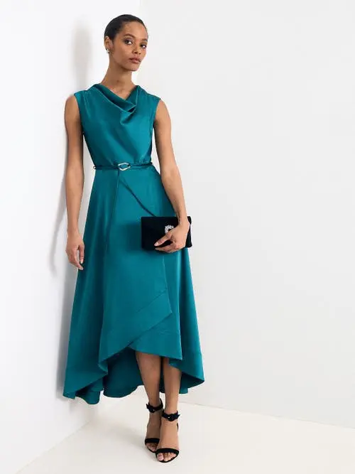 PHASE EIGHT Sabrianna Cowl Neck Belted Midi Dress
