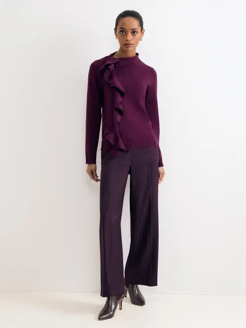 PHASE EIGHT Plum Ruffle Detail Knit Jumper