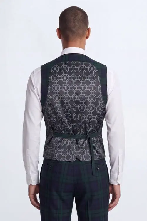 TWISTED TAILOR Ginger Tartan Waistcoat