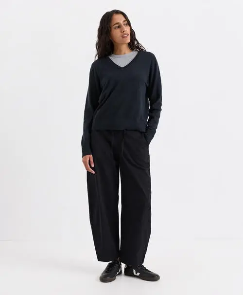 PACT Organic Cotton Essential V-neck Sweater - Midnight Blue Heather