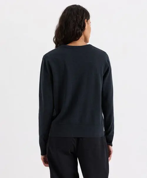 PACT Organic Cotton Essential V-neck Sweater - Midnight Blue Heather