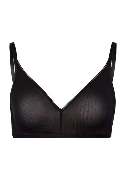 Hanro Smooth Illusion Semi-transparent Tulle Soft Cup Bra - Black