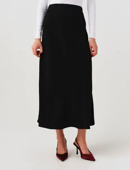 GHOST LONDON Lyra Satin Midi Skirt - Black