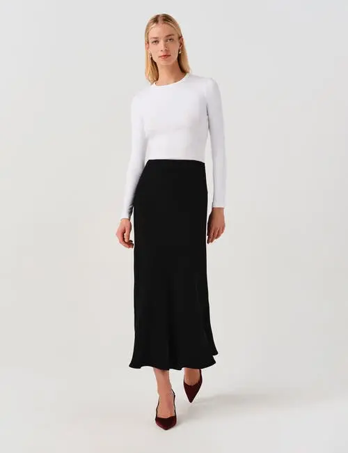 GHOST LONDON Lyra Satin Midi Skirt - Black
