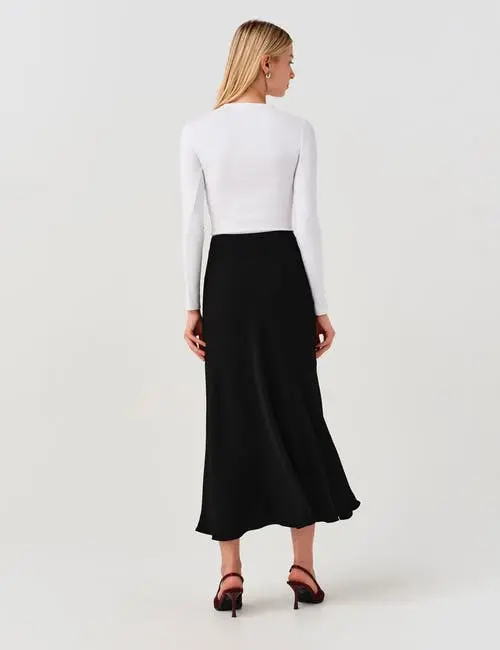 GHOST LONDON Lyra Satin Midi Skirt - Black