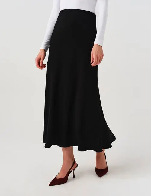 GHOST LONDON Lyra Satin Midi Skirt - Black