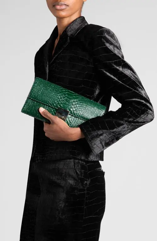 TOM FORD Jean Python Embossed Leather Clutch