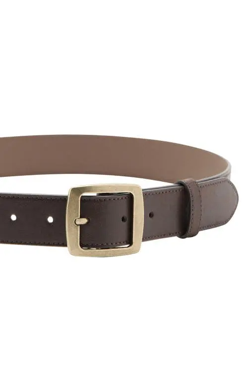 Mango Square Buckle Faux Leather Belt