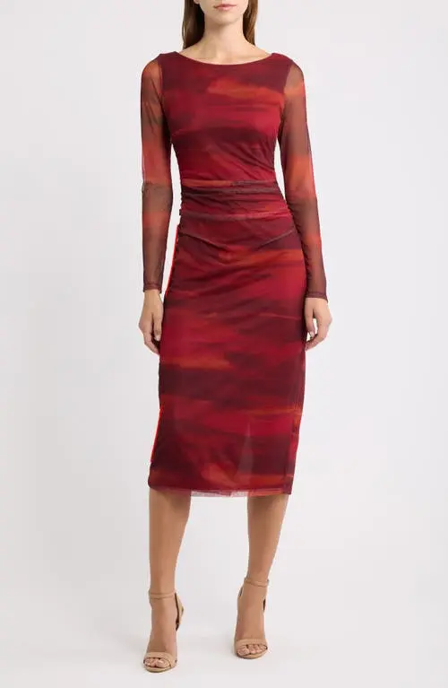 Vince Camuto Long Sleeve Mesh Body-con Dress
