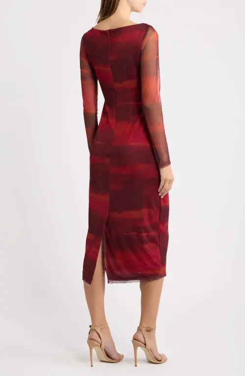 Vince Camuto Long Sleeve Mesh Body-con Dress