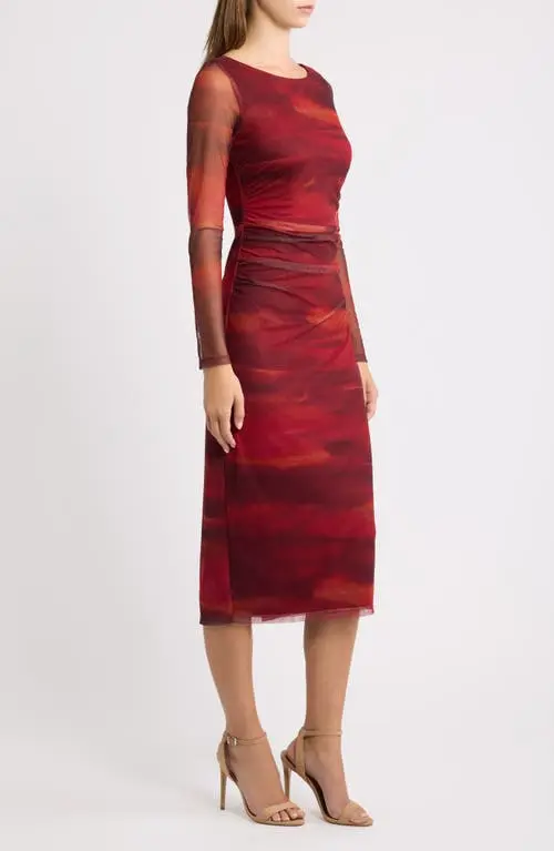 Vince Camuto Long Sleeve Mesh Body-con Dress