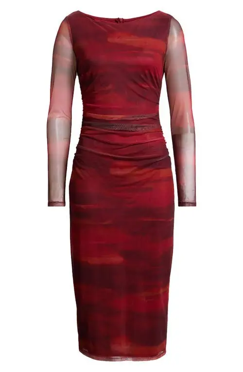 Vince Camuto Long Sleeve Mesh Body-con Dress