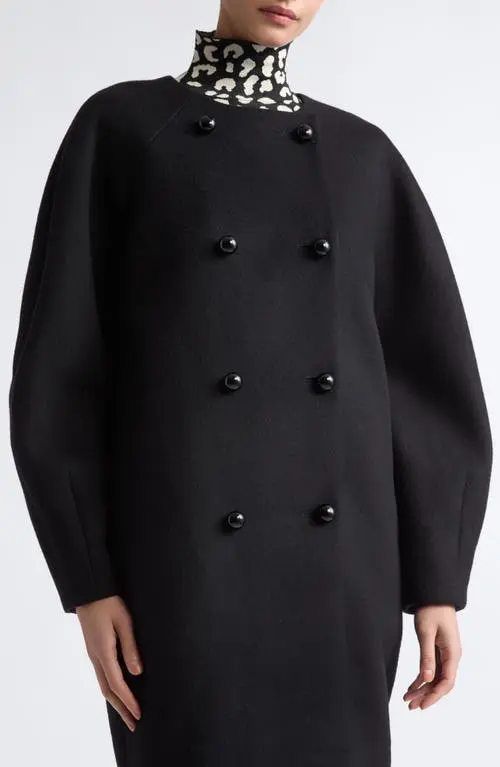 Carolina Herrera Double Breasted Wool Cocoon Coat
