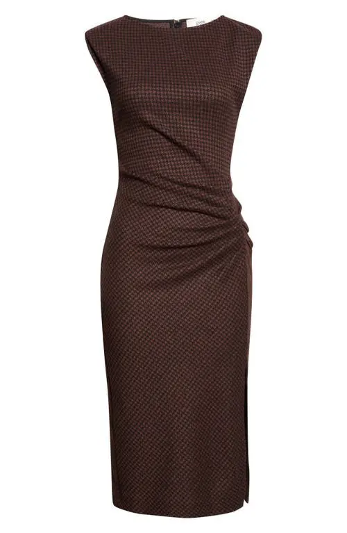Diane Von Furstenberg Andie Houndstooth Ruched Dress