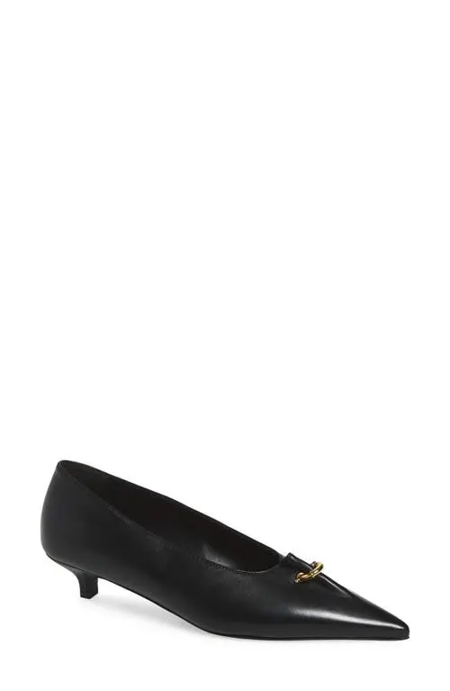 TOTEME Pierced Pointed Toe Leather Pump - Black