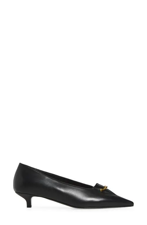 TOTEME Pierced Pointed Toe Leather Pump - Black