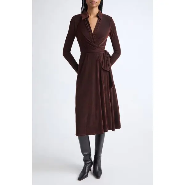 Diane Von Furstenberg Phoenix Corduroy Wrap Dress - Soil