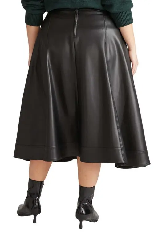 Universal Standard Charlotte Faux Leather Midi Skirt - Black