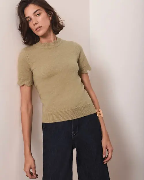 Mint Velvet Scallop Trim Knit Top