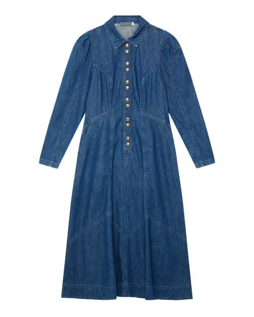 Mint Velvet Denim Midi Classic Collar Shirt Dress