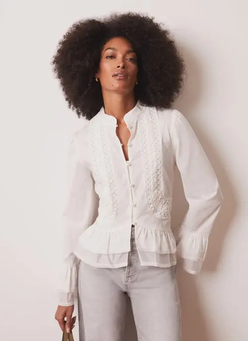 Mint Velvet Lace Ruffle Blouse