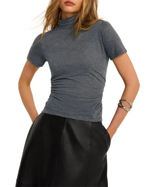 Mint Velvet Ruched Detail High Neck Top