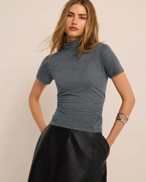 Mint Velvet Ruched Detail High Neck Top