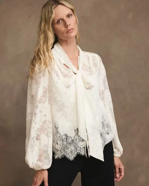 Mint Velvet Lace Pussybow Blouse