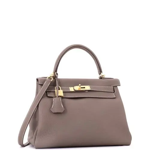 Hermès Kelly Handbag Togo With Gold Hardware 28 - Grey