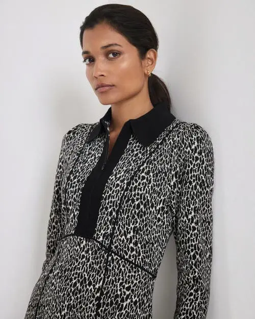 Mint Velvet Animal Print Jacquard Midi Dress