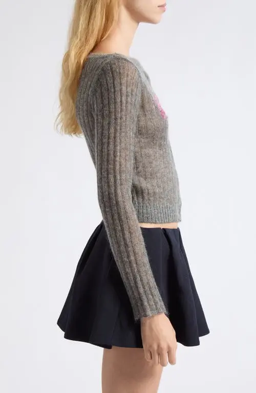SHUSHU/TONG Floral Embroidered Wool & Mohair Blend Sweater