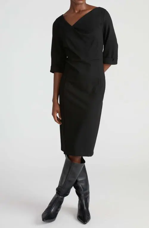 Universal Standard Lando Ponte Midi Dress - Black