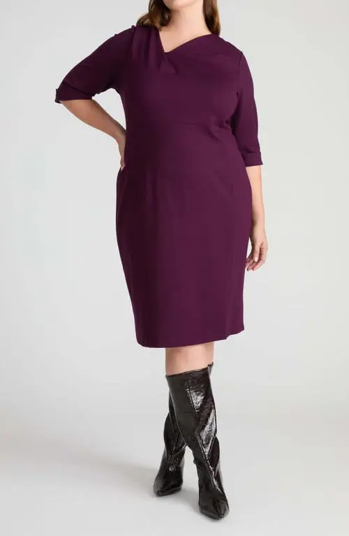 Universal Standard Lando Ponte Midi Dress - Gamay