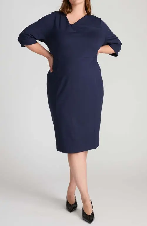 Universal Standard Lando Ponte Midi Dress - Navy