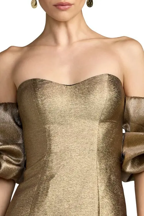 Mac Duggal Metallic Off-the-shoulder Mermaid Gown