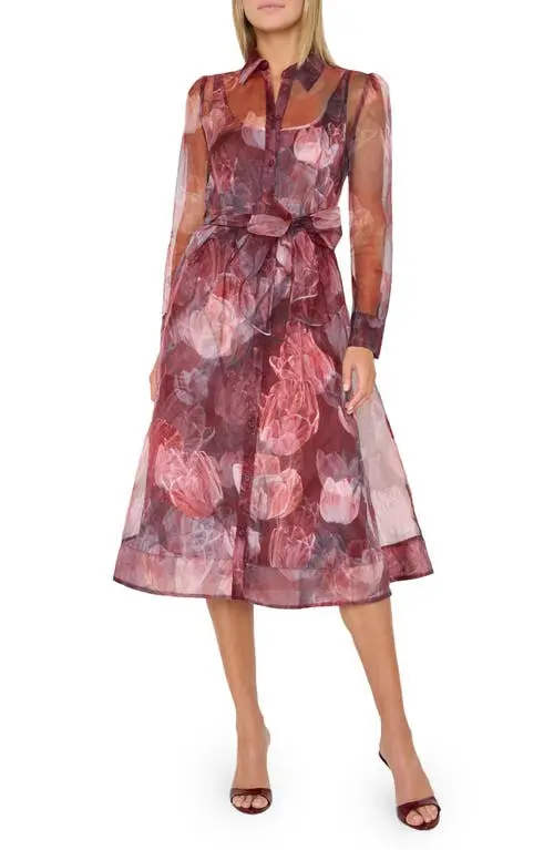 MILLY Suzie Floral Long Sleeve Midi Dress