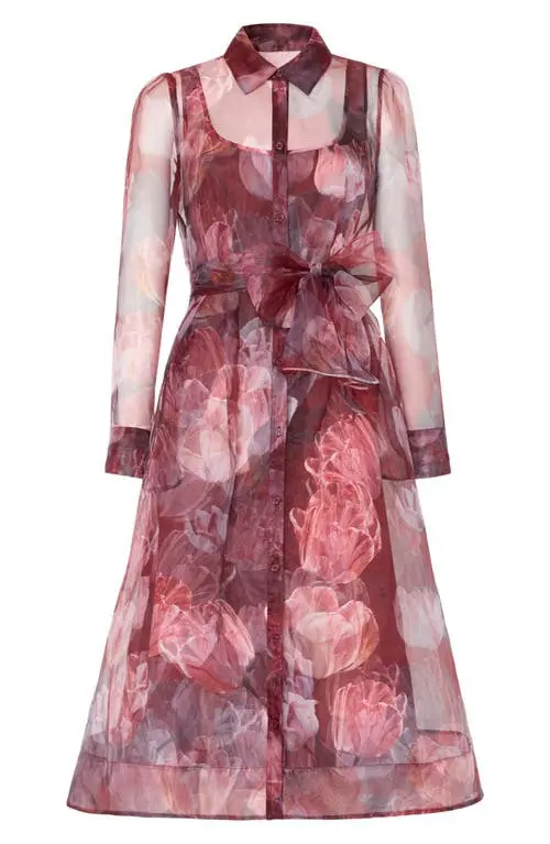 MILLY Suzie Floral Long Sleeve Midi Dress