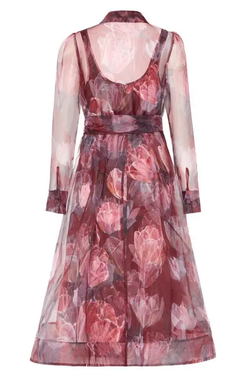 MILLY Suzie Floral Long Sleeve Midi Dress