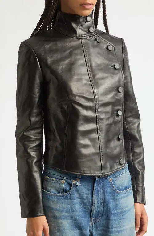 R13 Asymmetrical Front Leather Jacket