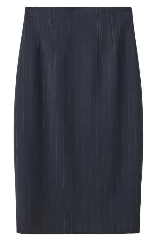 Mango Pinstripe High Waist Midi Skirt